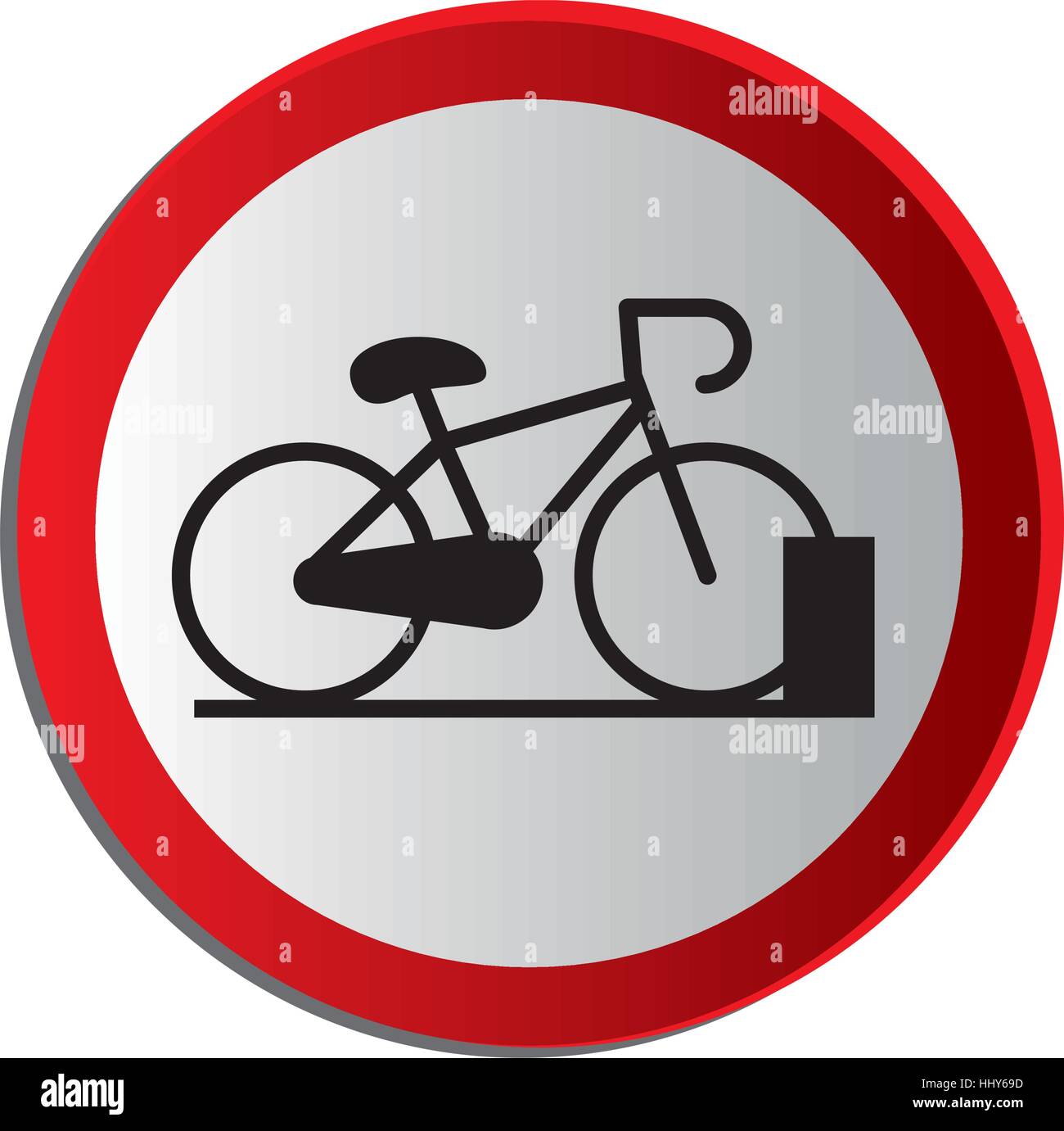 circular contour road sign with bicycle icon vector illustration Stock ...