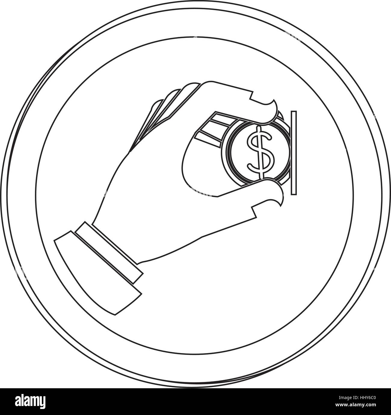 silhouette circular contour road sign with warning sign insert coin ...