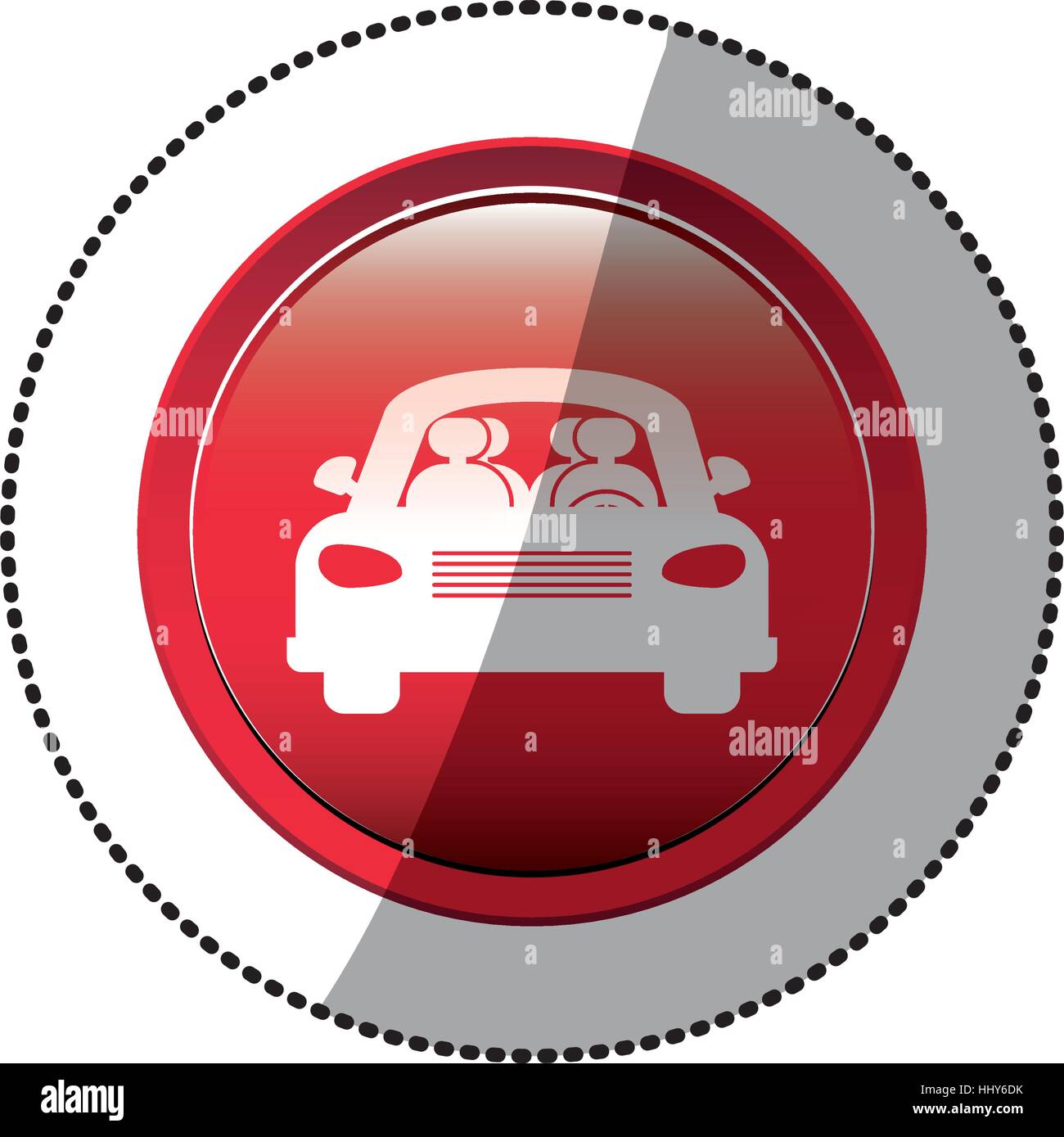 dotted sticker with road sign of car crossing icon flat vector ...
