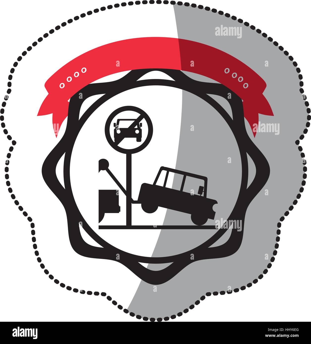 dotted sticker parking prohibited sign with label vector illustration ...
