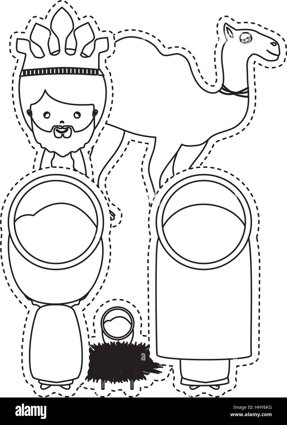 Visit of the wise men to the holy family vector illustration Stock ...