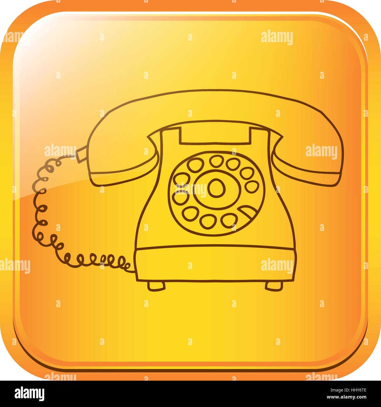 square button with silhouette antique phone icon . Vector illustration ...