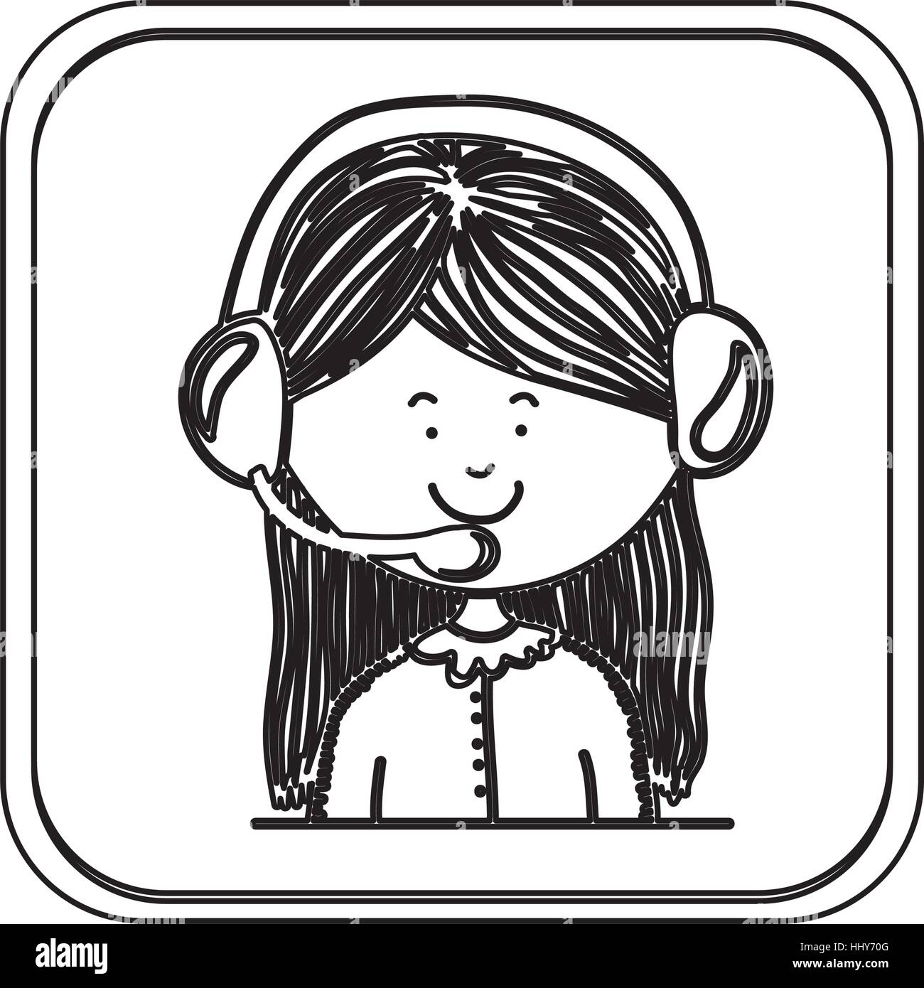silhouette square button call center woman operator with handset vector ...