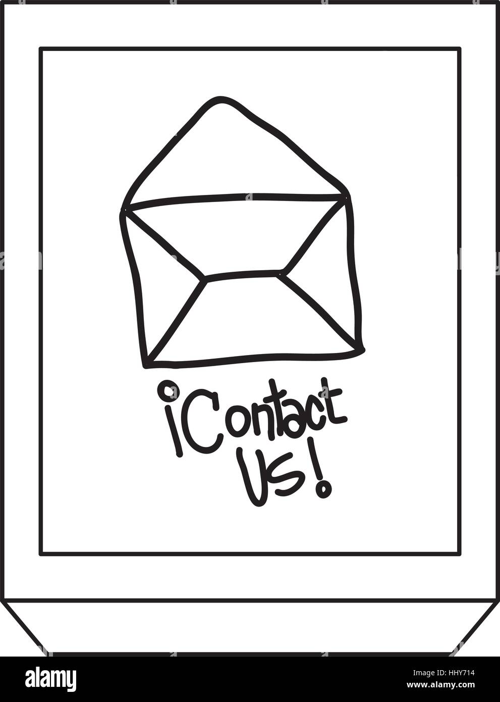 silhouette rectangle button with envelope and contact us vector ...