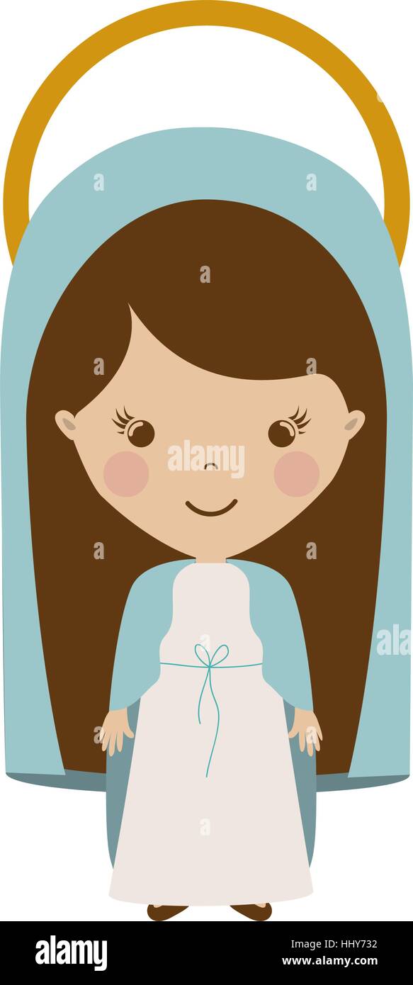 colorful figure human virgin maria cartoon vector illustration Stock ...