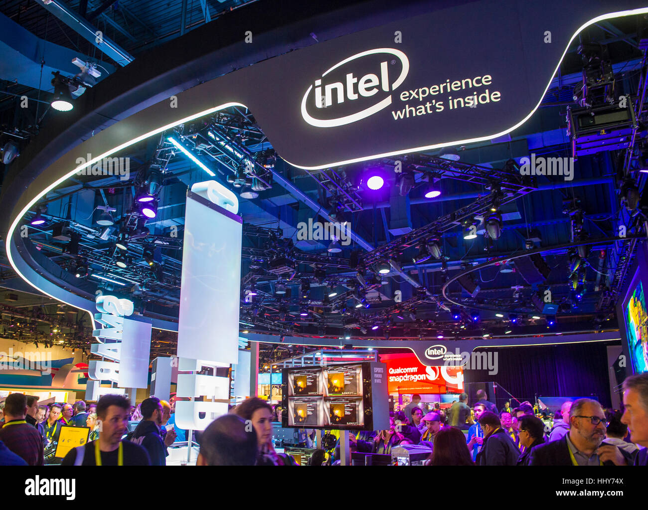 LAS VEGAS - JAN 08 : The Intel booth at the CES show in Las Vegas on ...