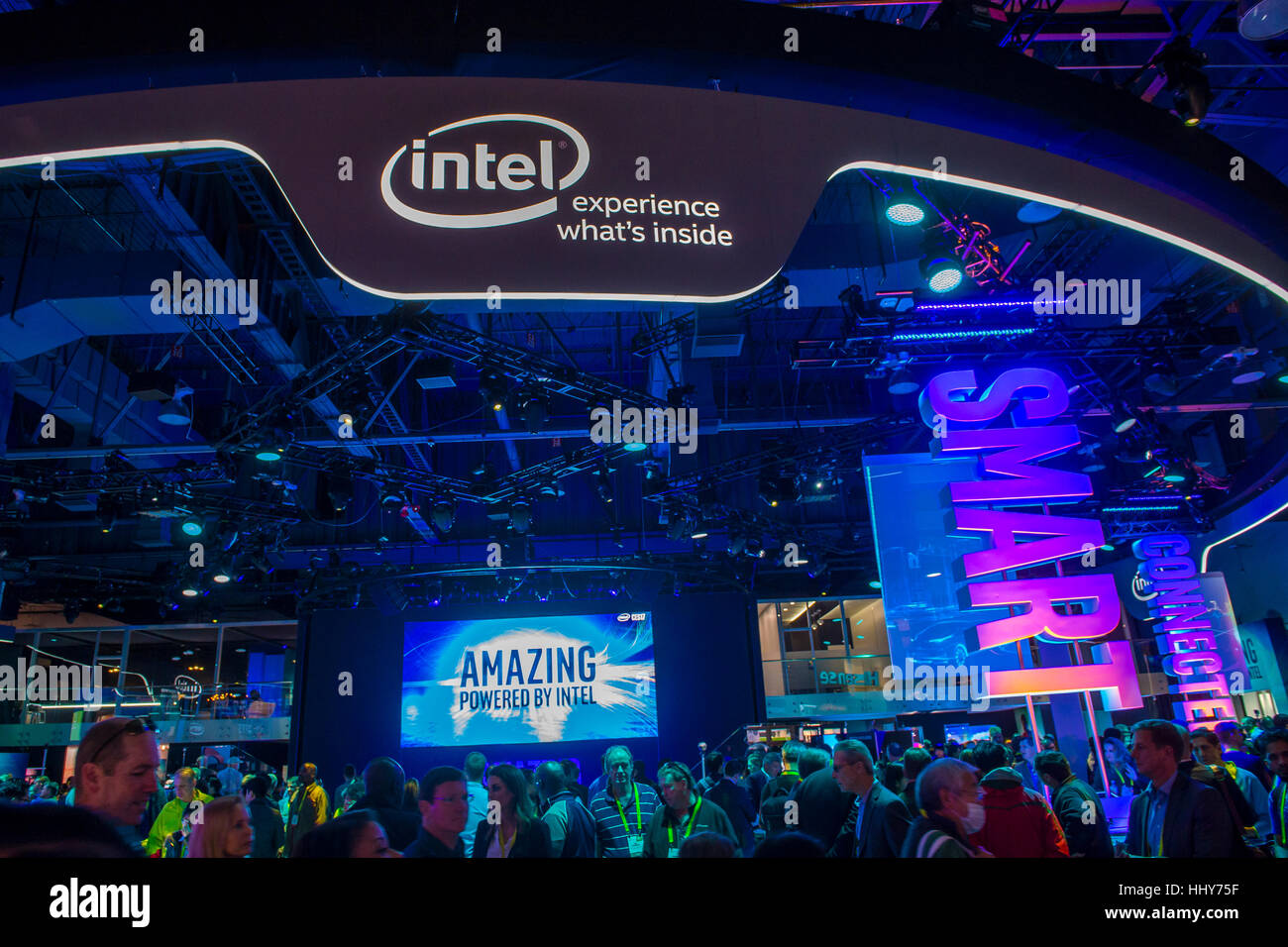 LAS VEGAS - JAN 08 : The Intel booth at the CES show in Las Vegas on ...