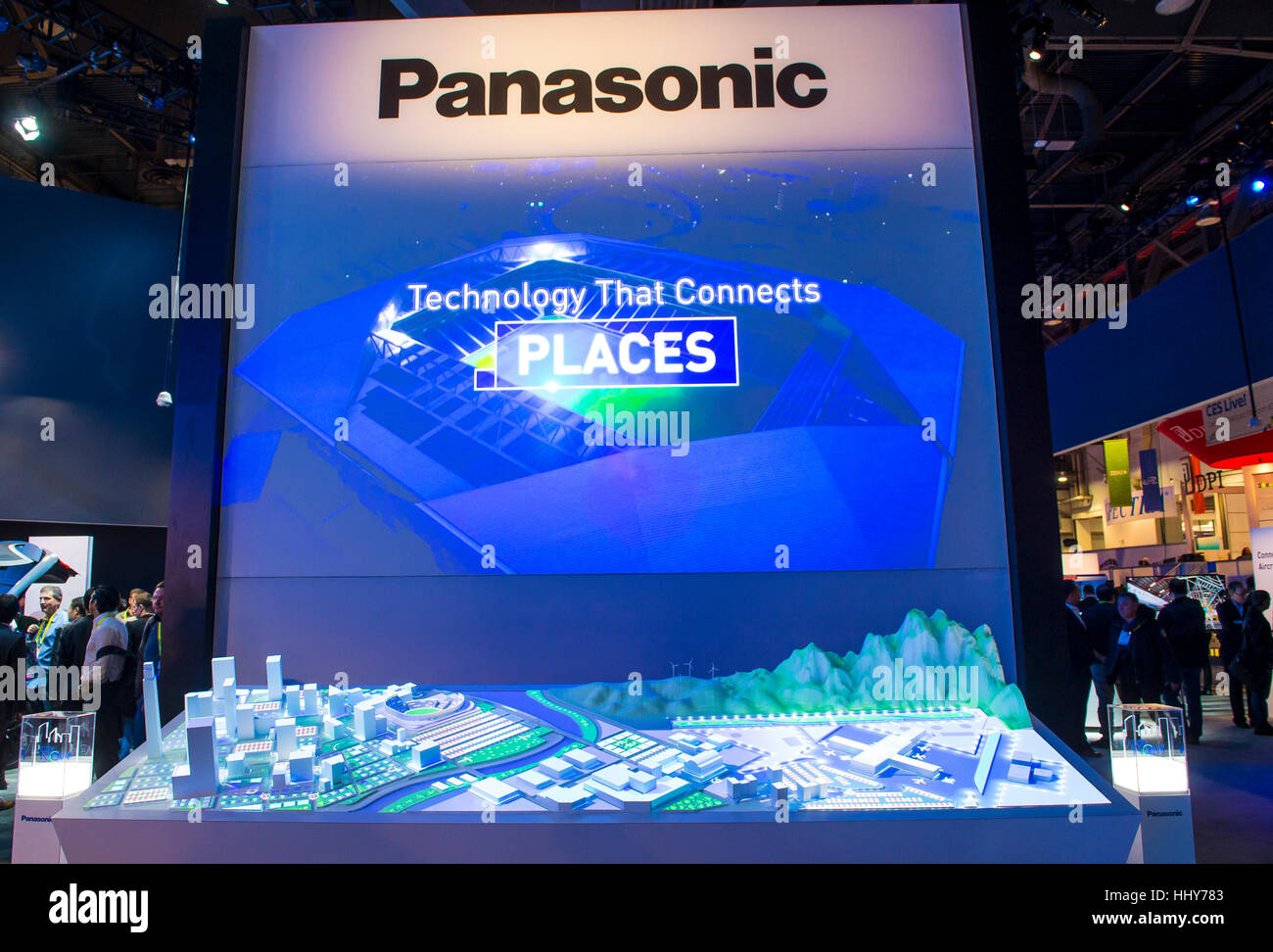LAS VEGAS - JAN 08 : The Panasonic booth at the CES show in Las Vegas ...