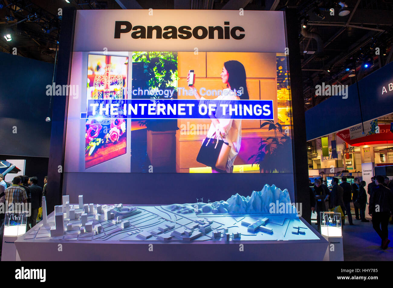 LAS VEGAS - JAN 08 : The Panasonic booth at the CES show in Las Vegas ...