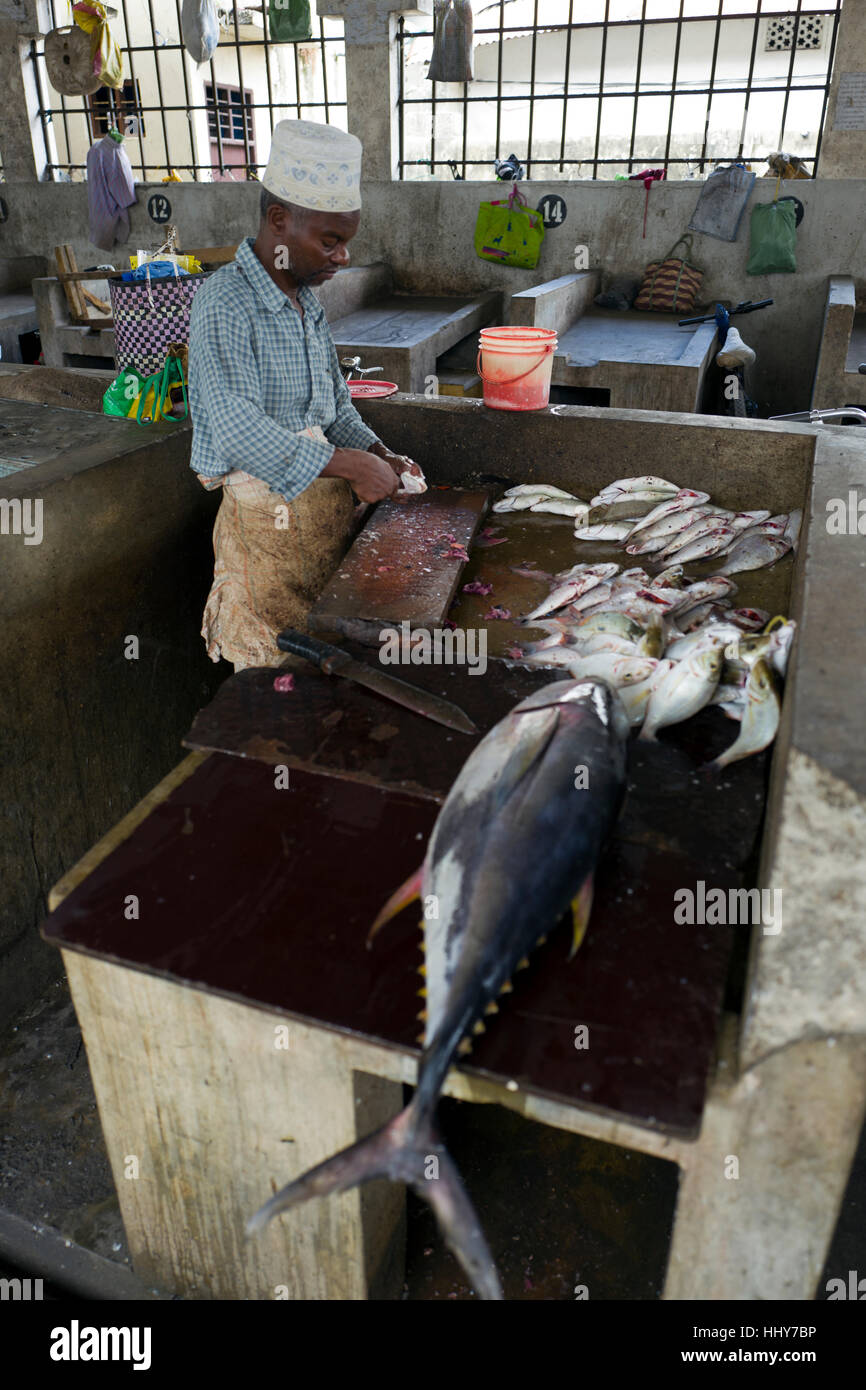 Stone Town fish market, Zanzibar Stock Photo - Alamy