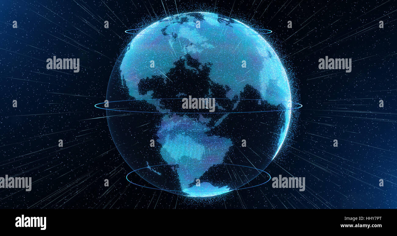 World sphere hologram, virtual planet Earth, cyberspace technology ...