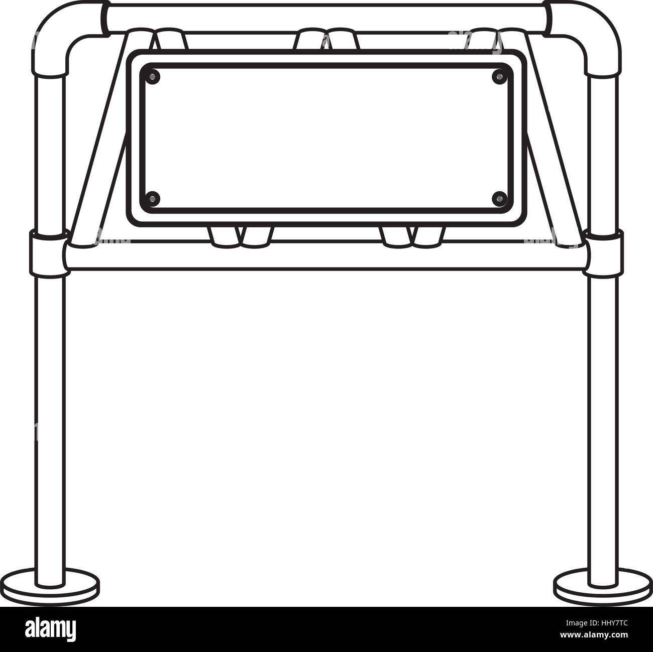 silhouette structure rectangle road sign board vector illustration ...