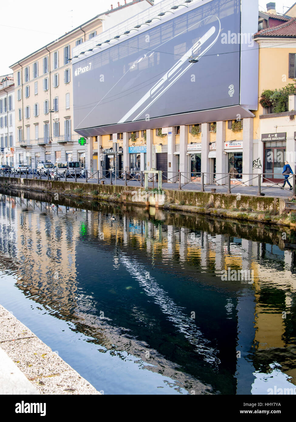 Milano , Navigli Area in winter , city harbour, by Leonardo da Vinci ...