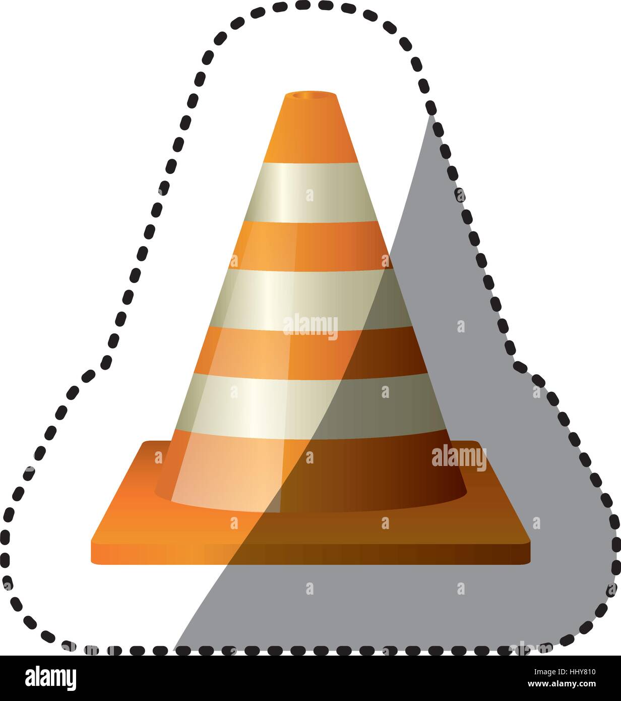 dotted sticker striped traffic cone icon vector illustration Stock ...