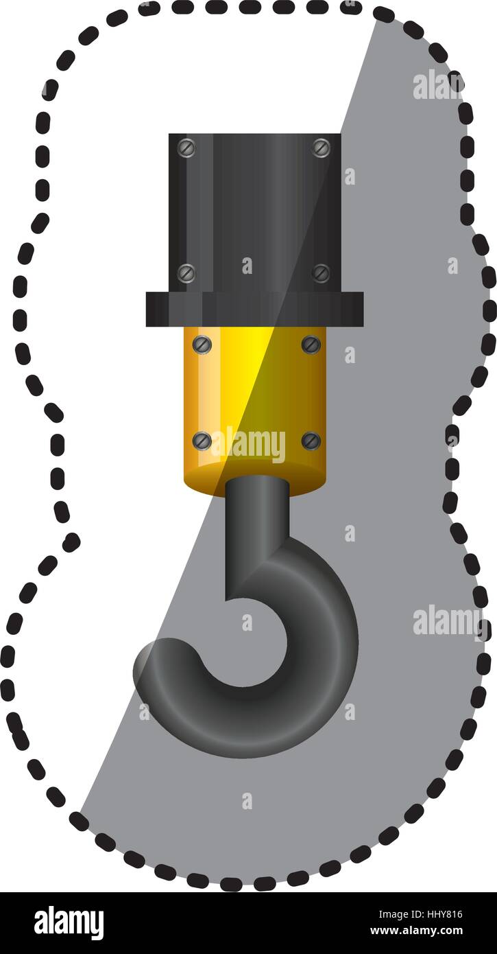 dotted sticker crane hook construction machinery icon vector ...