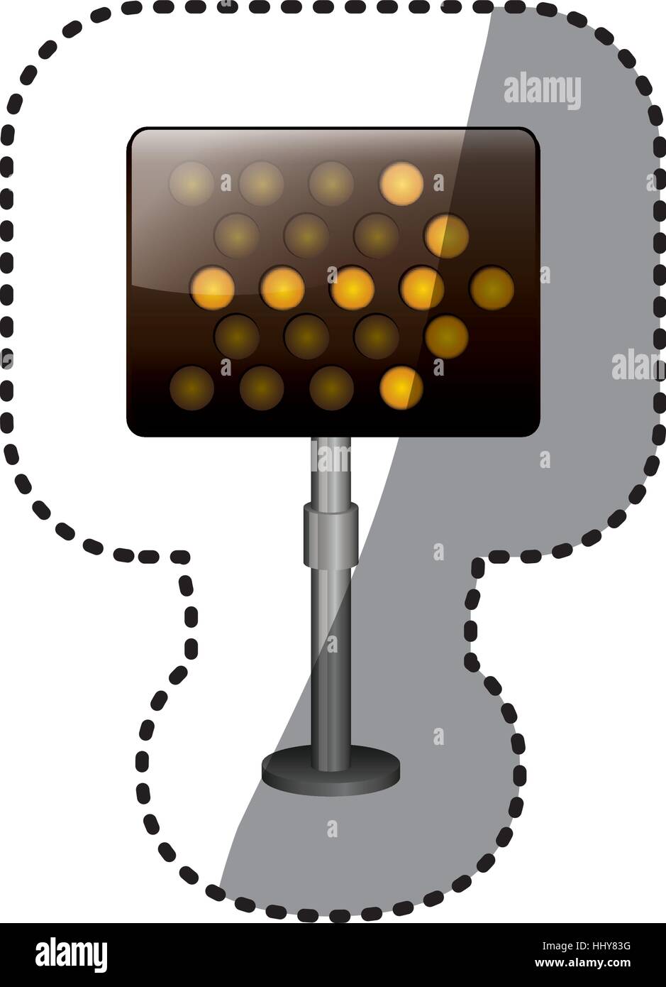 dotted sticker road sign led right arrow vector illustration Stock ...