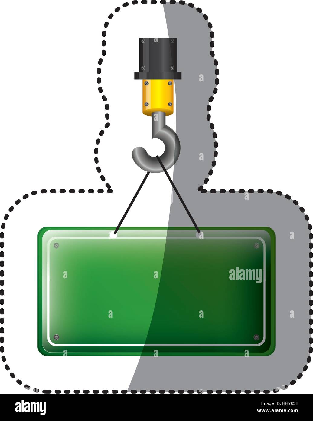 dotted sticker crane hook with rectangle of road sign vector ...