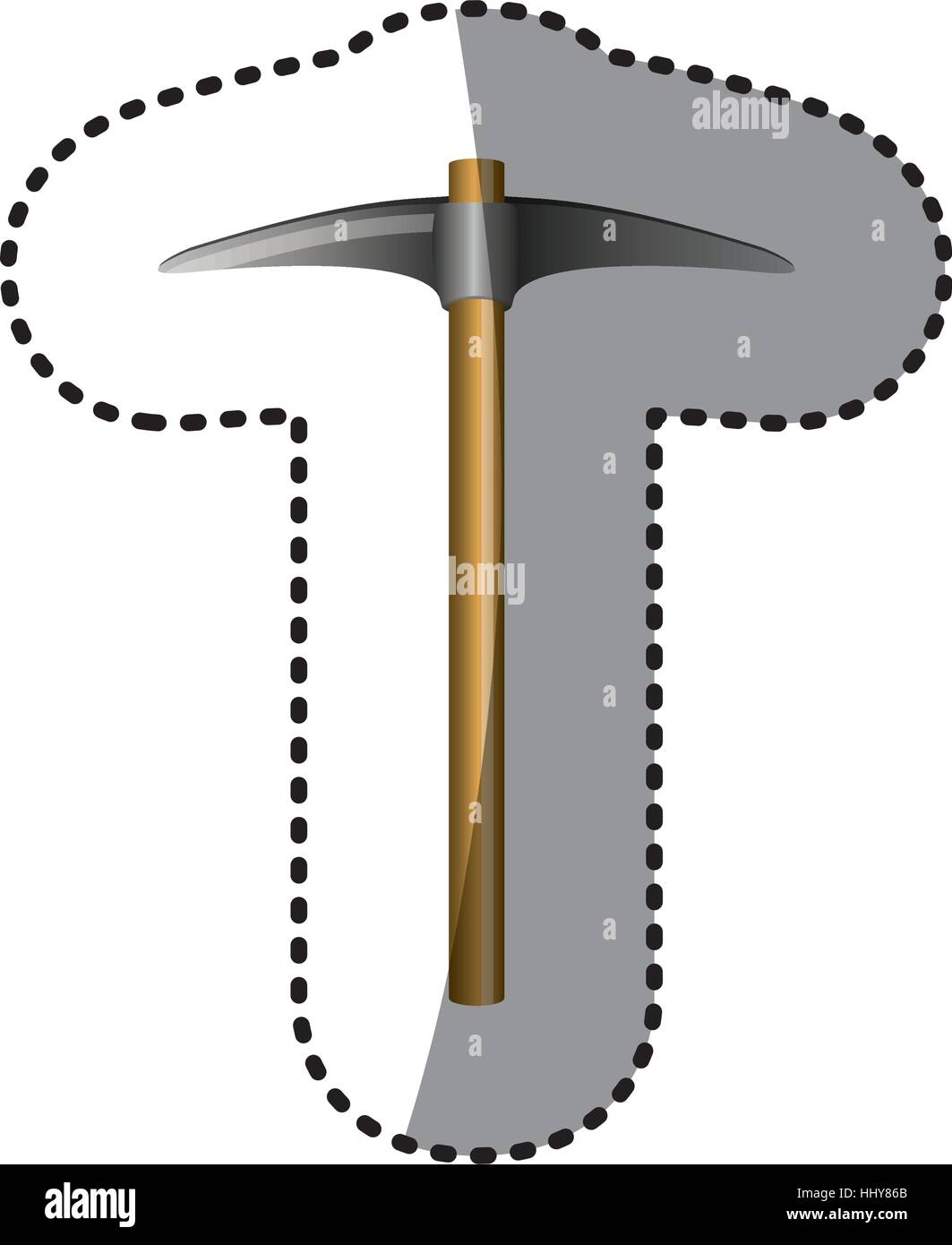 dotted sticker pickaxe construction tool vector illustration Stock ...