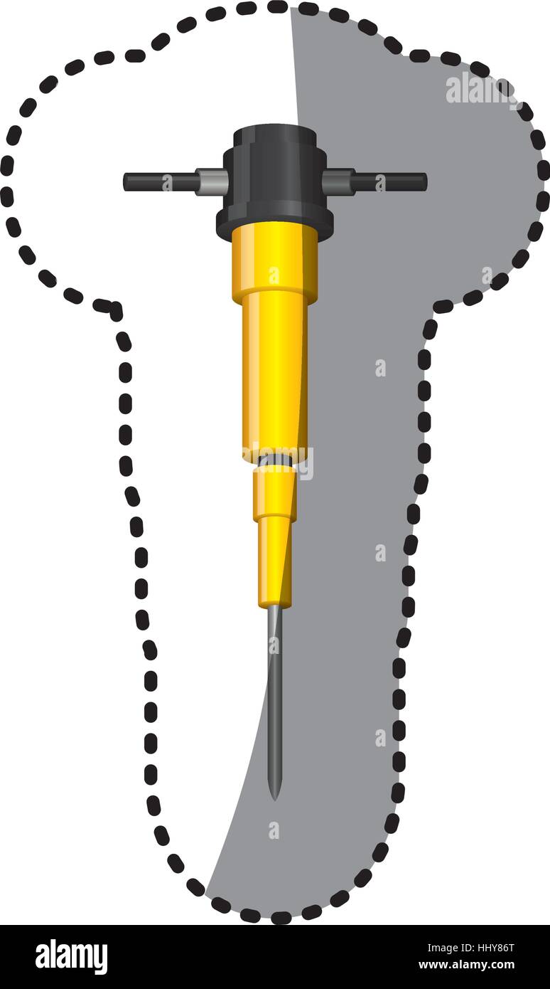 dotted sticker demolition drill tool icon vector illustration Stock ...