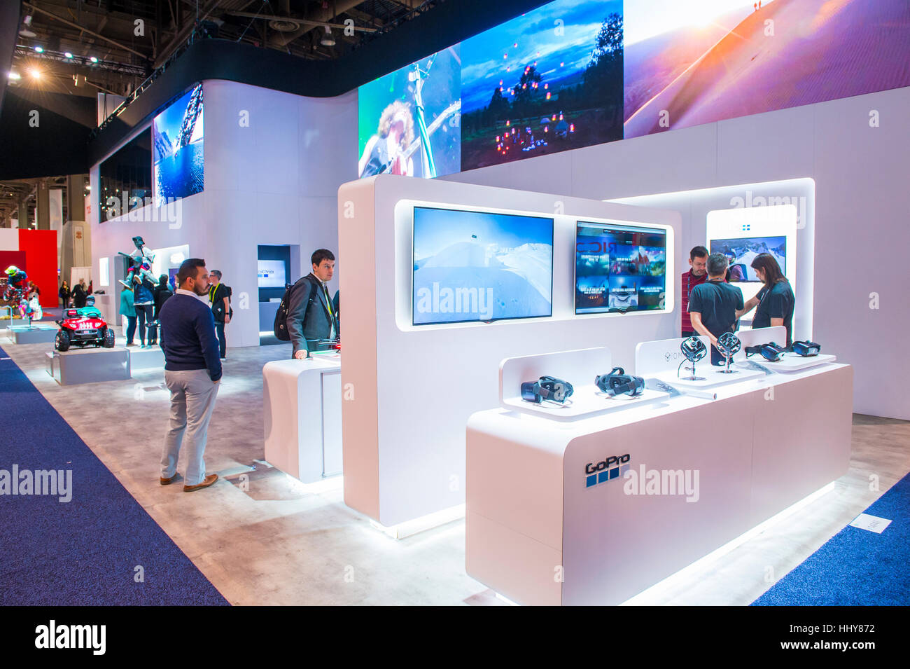 LAS VEGAS - JAN 08 : The GoPro booth at the CES show held in Las Vegas ...