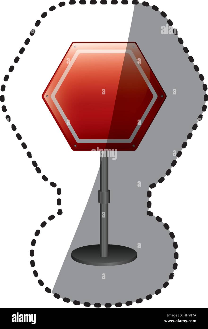 dotted sticker hexagon road sign red icon . Vector illustration Stock ...