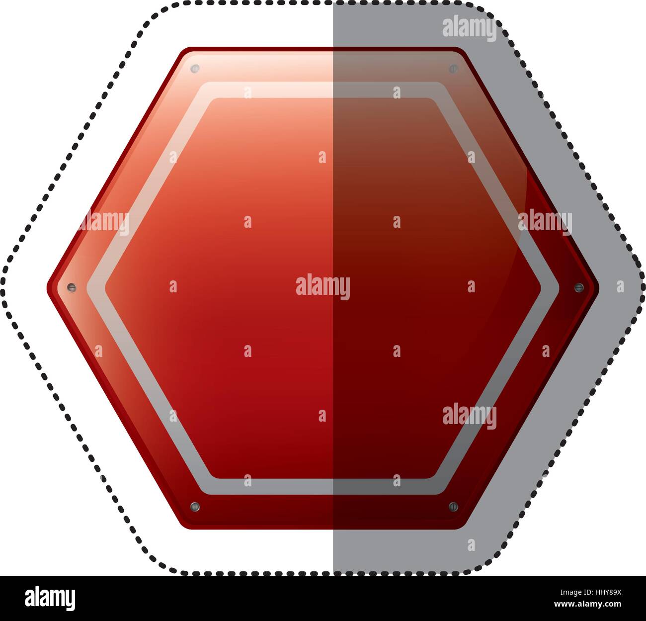 dotted sticker hexagon of road sign red vector illustration Stock ...