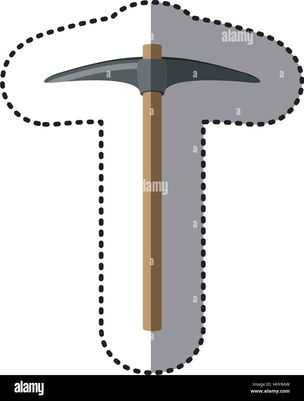 dotted sticker pickaxe construction tool vector illustration Stock ...