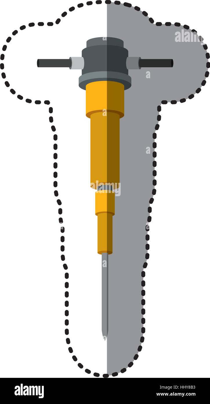 dotted sticker demolition drill tool icon vector illustration Stock ...