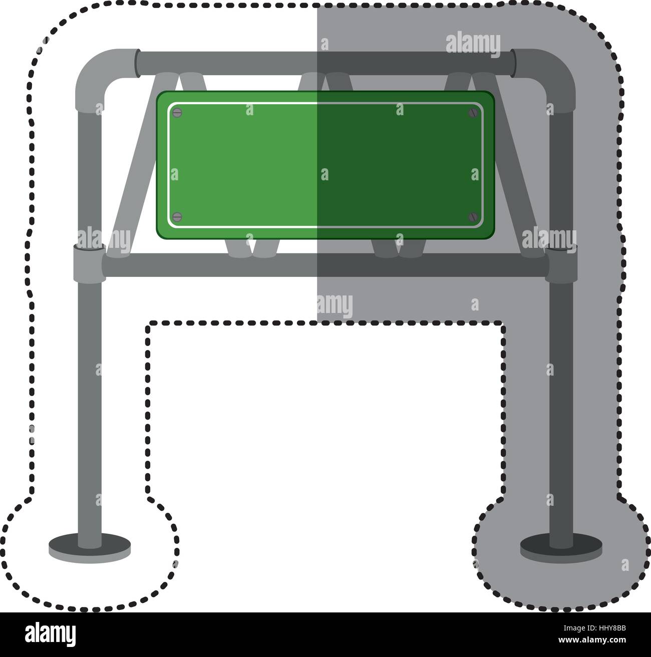 dotted sticker metallic rectangle road sign board vector illustration ...