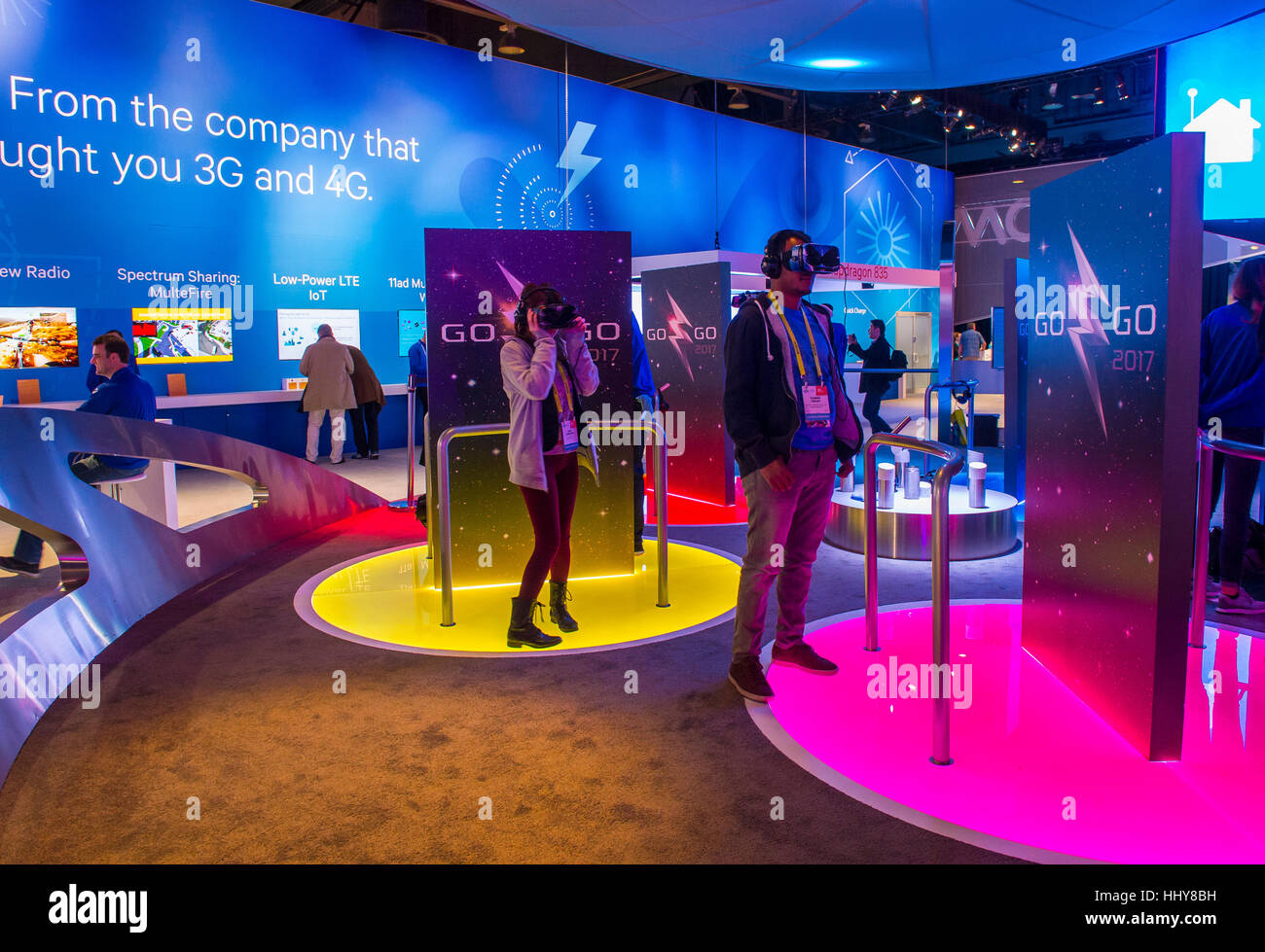 LAS VEGAS - JAN 08 : The Qualcomm booth at the CES show held in Las ...