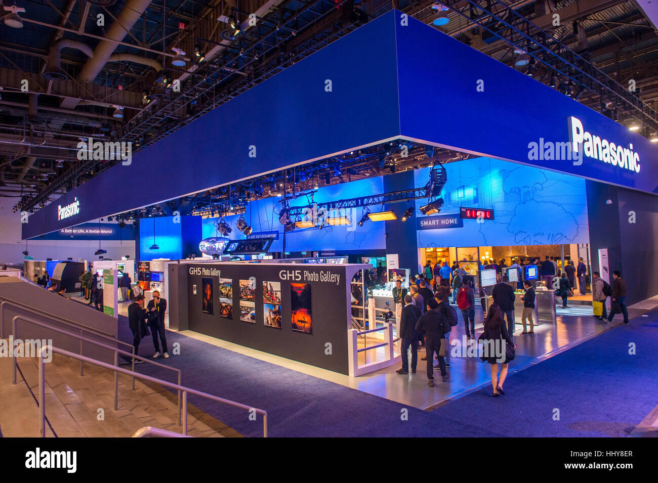 LAS VEGAS - JAN 08 : The Panasonic booth at the CES show in Las Vegas ...