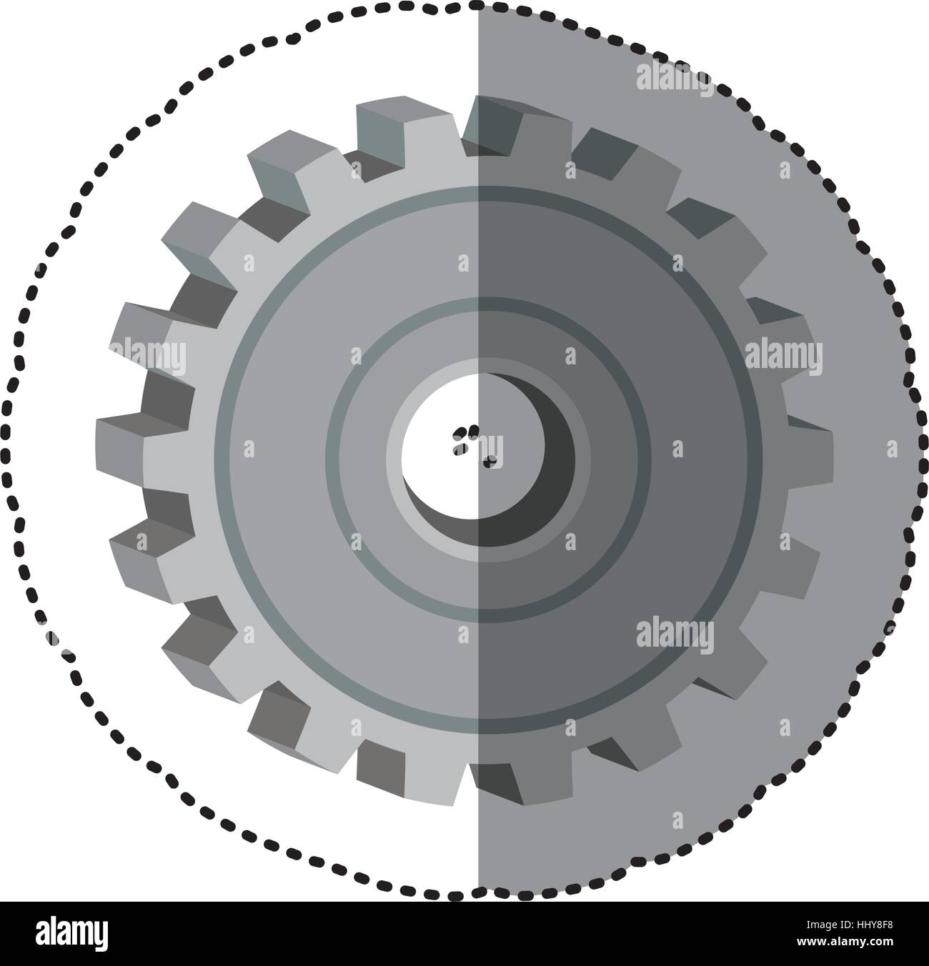 dotted sticker gear wheel icon degraded vector illustration Stock ...