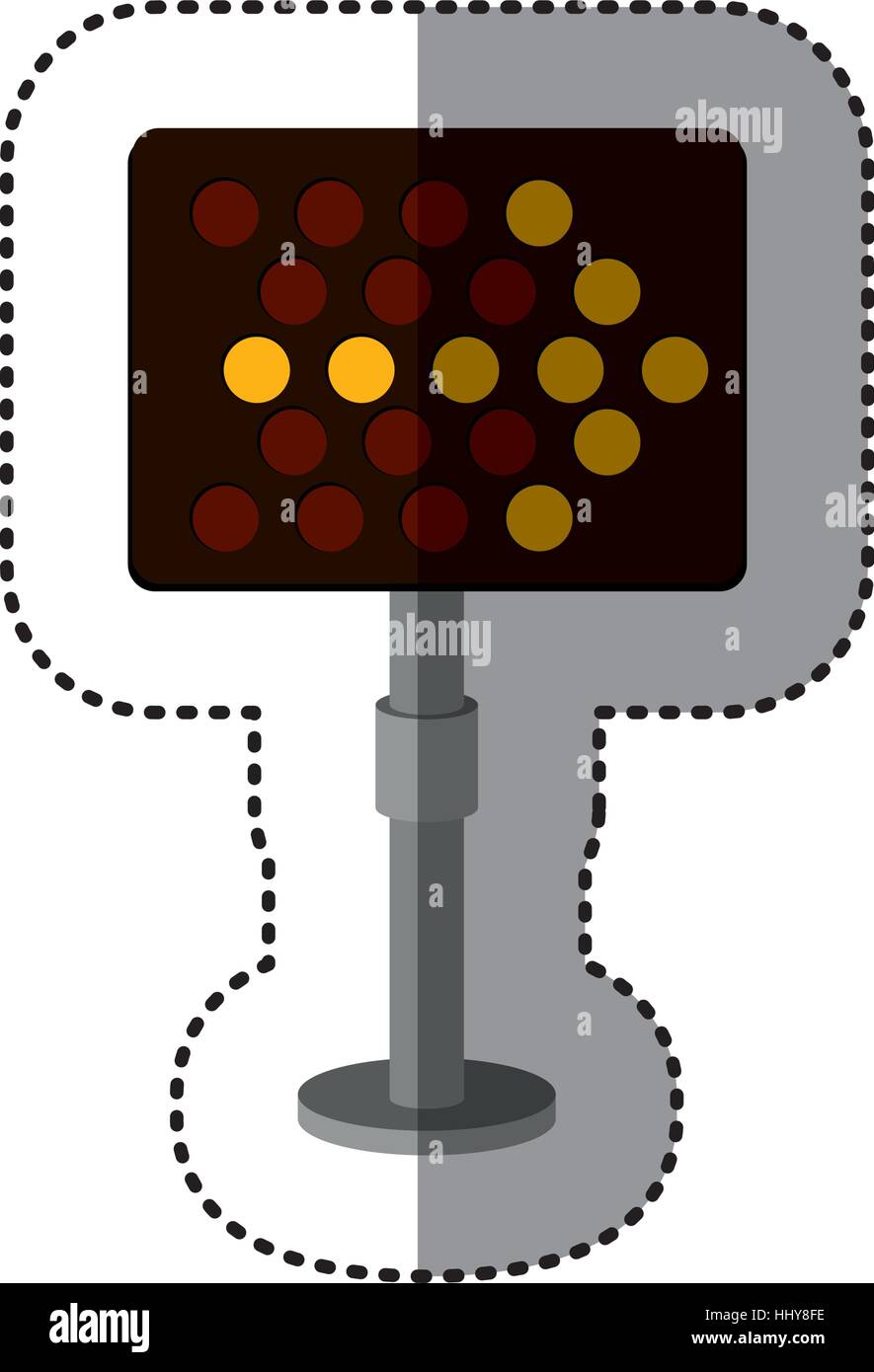 dotted sticker road sign led right arrow vector illustration Stock ...