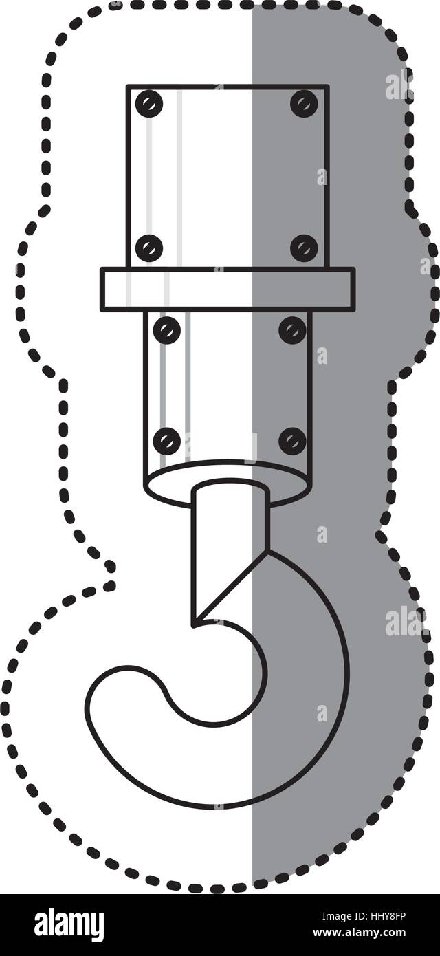 gray silhouette dotted sticker crane hook icon vector illustration ...