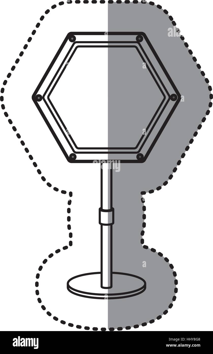 gray silhouette dotted sticker hexagon road sign vector illustration ...