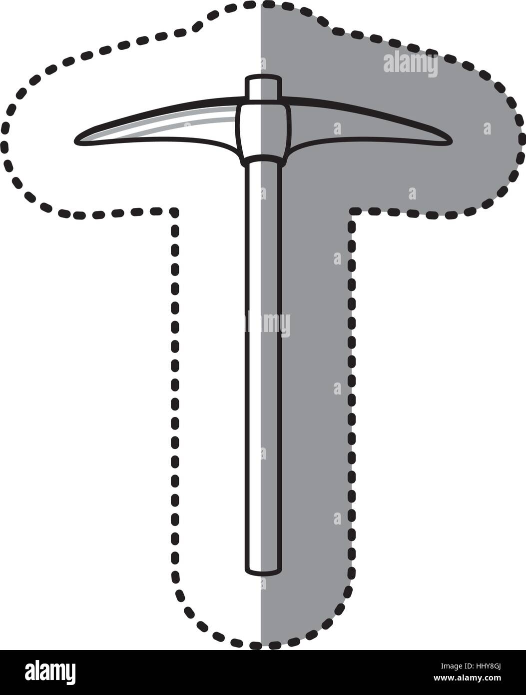 gray silhouette dotted sticker pickaxe vector illustration Stock Vector ...
