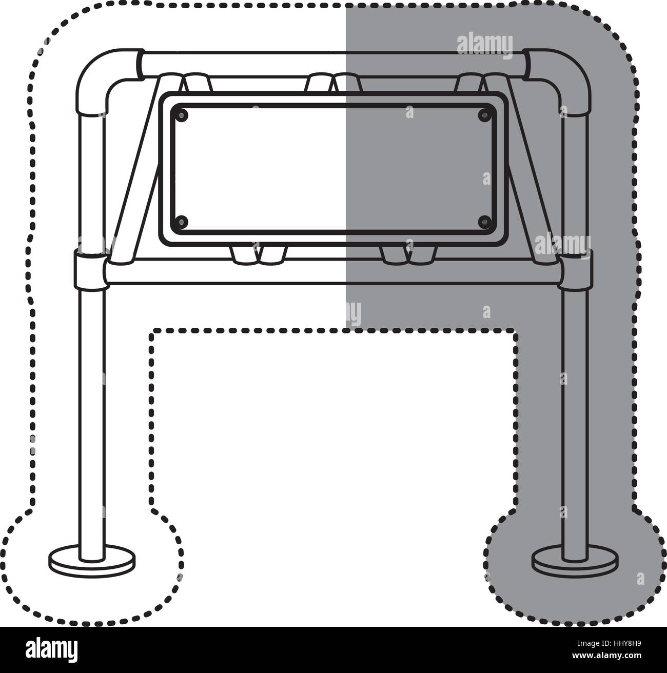 gray silhouette dotted sticker metallic structure road sign board ...