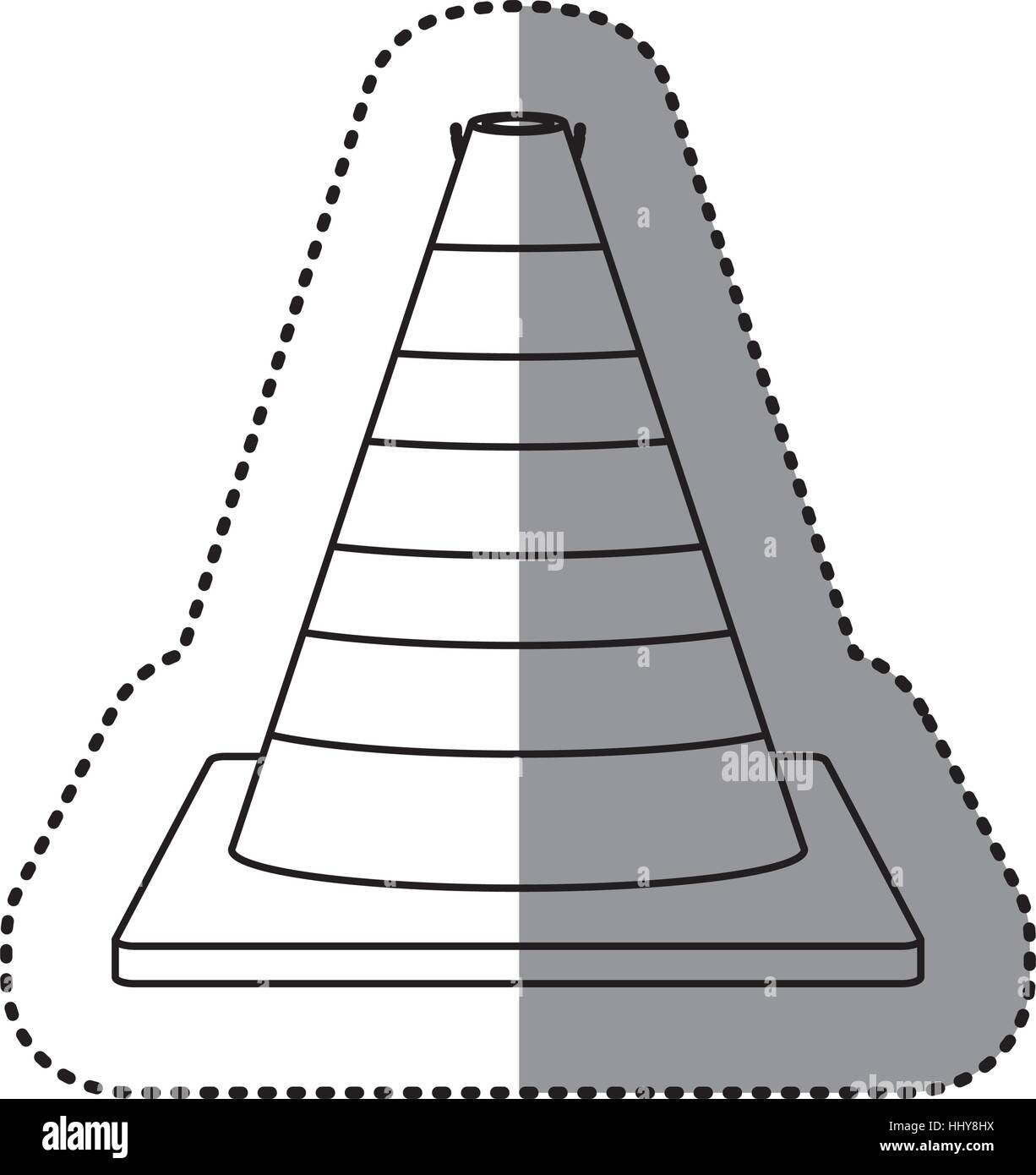 gray silhouette dotted sticker traffic cone vector illustration Stock ...