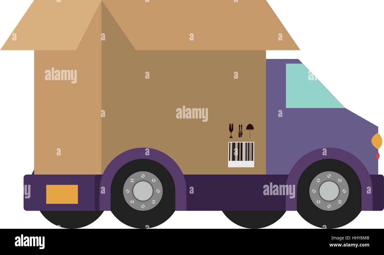 transport truck with vagon of packing box vector illustration Stock ...