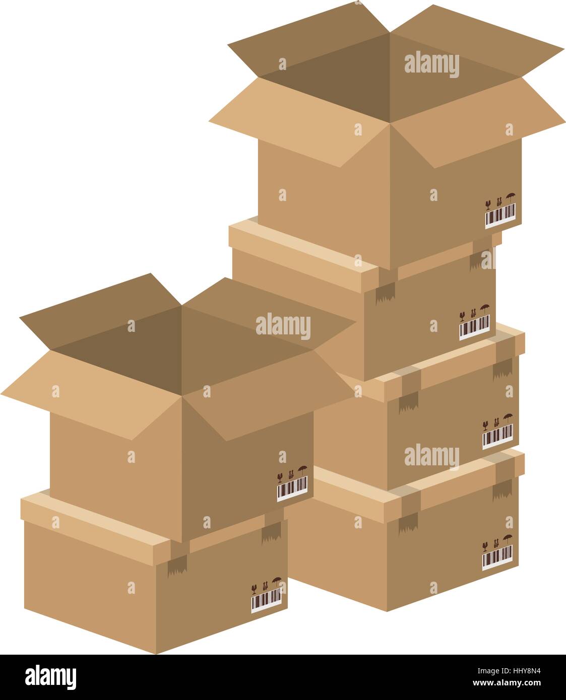 multiple boxes stacked and opened vector illustration Stock Vector ...
