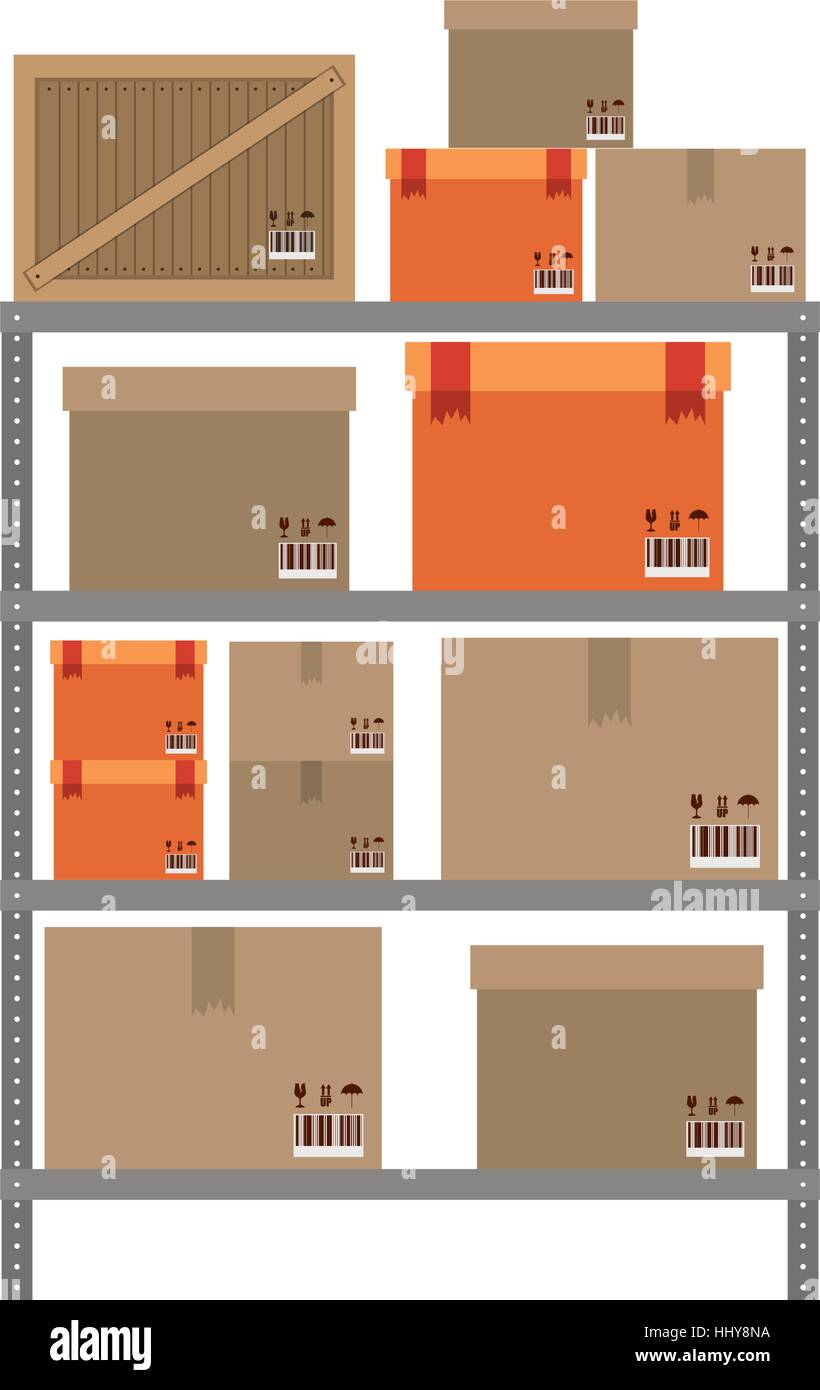 gray shelves with sealed package vector illustration Stock Vector Image ...