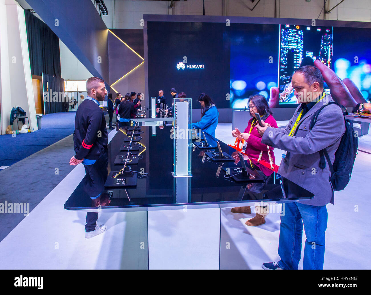 LAS VEGAS - JAN 08 : The Huawei booth at the CES show held in Las Vegas ...