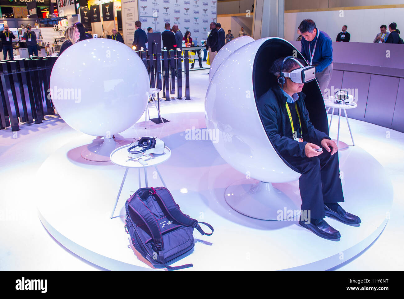 LAS VEGAS - JAN 08 : Virtual reality demonstration at The Huawei booth ...