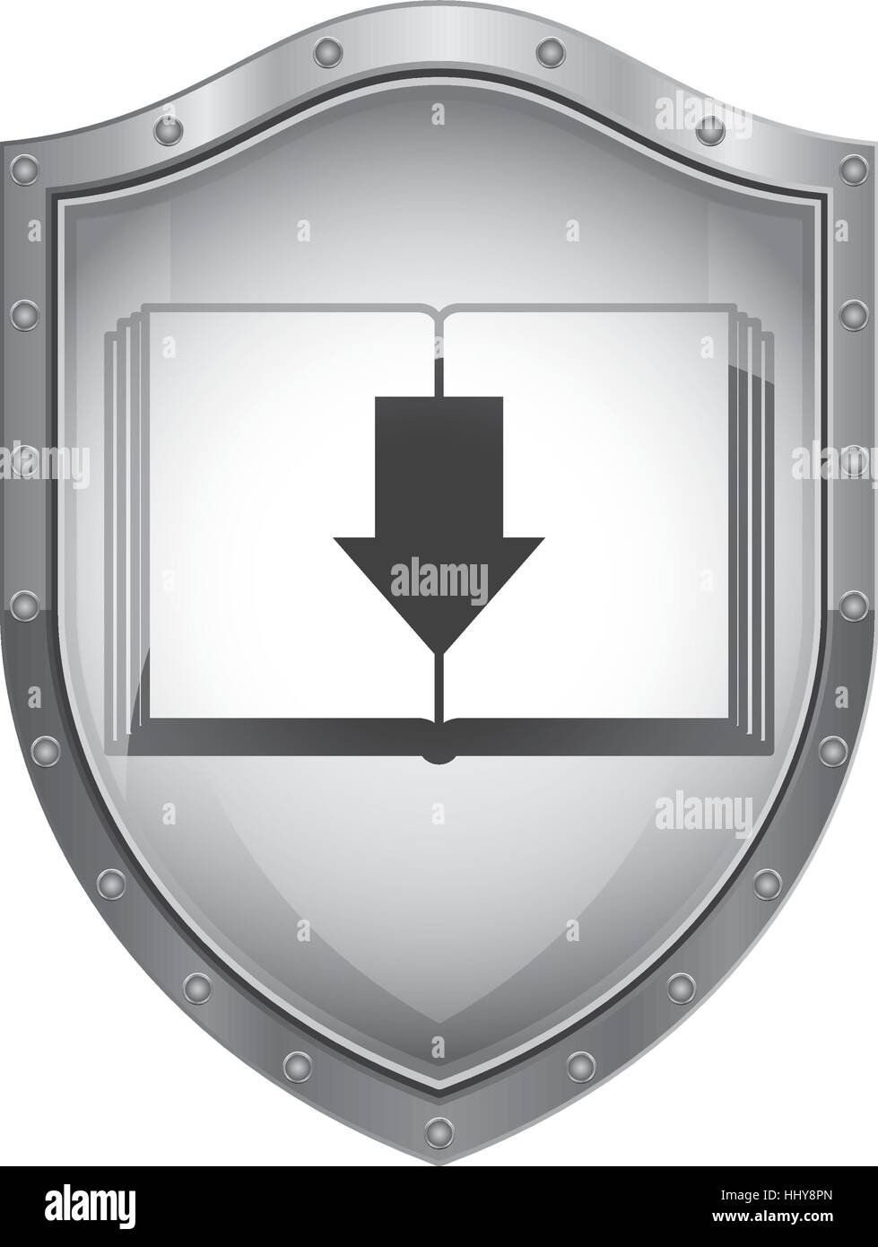shield with book and arrow icon flat vector illustration Stock Vector ...