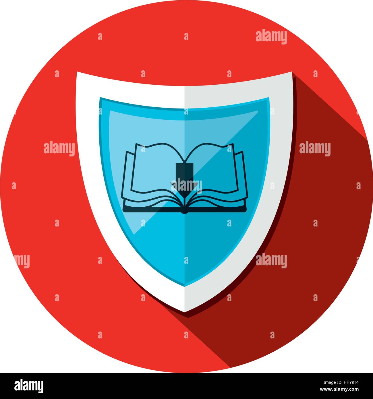 circular shape and shield with wavy pages of book vector illustration ...