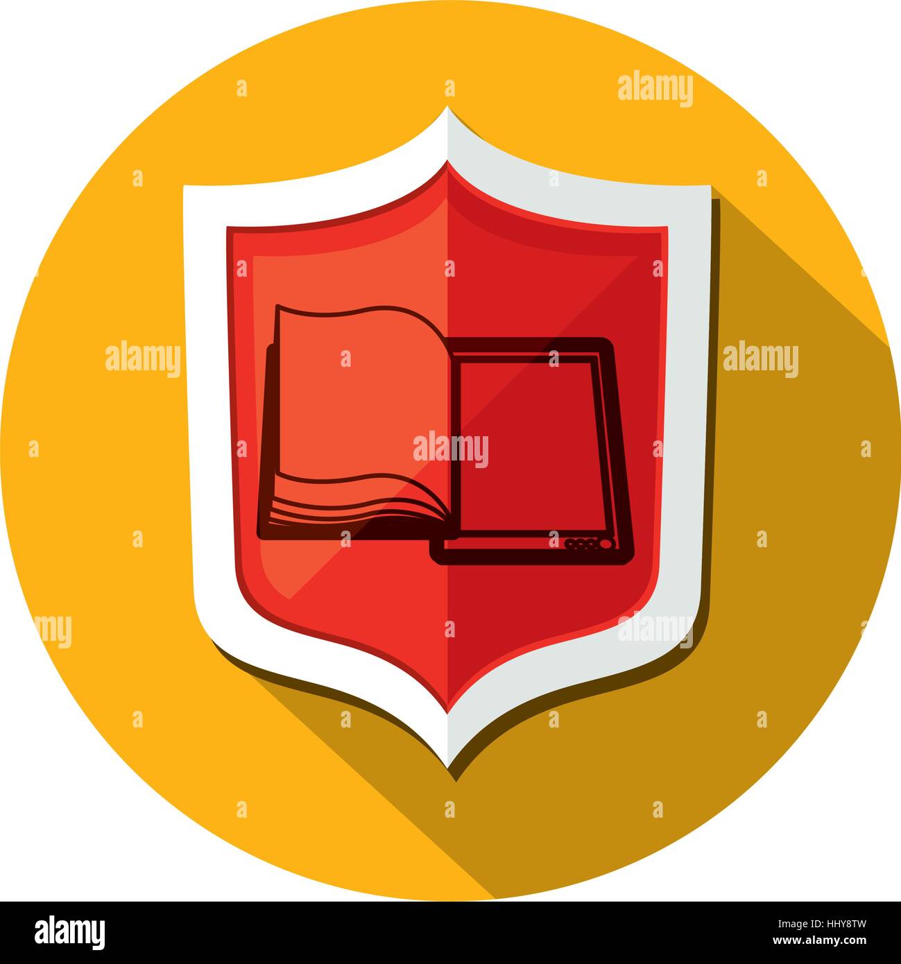 circular shape and emblem with open book vector illustration Stock ...