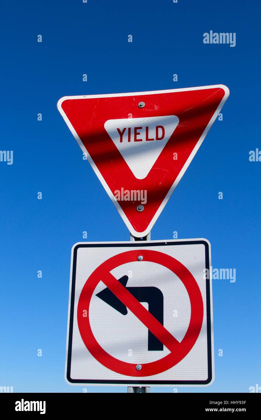 Road signs on a close up view Stock Photo - Alamy