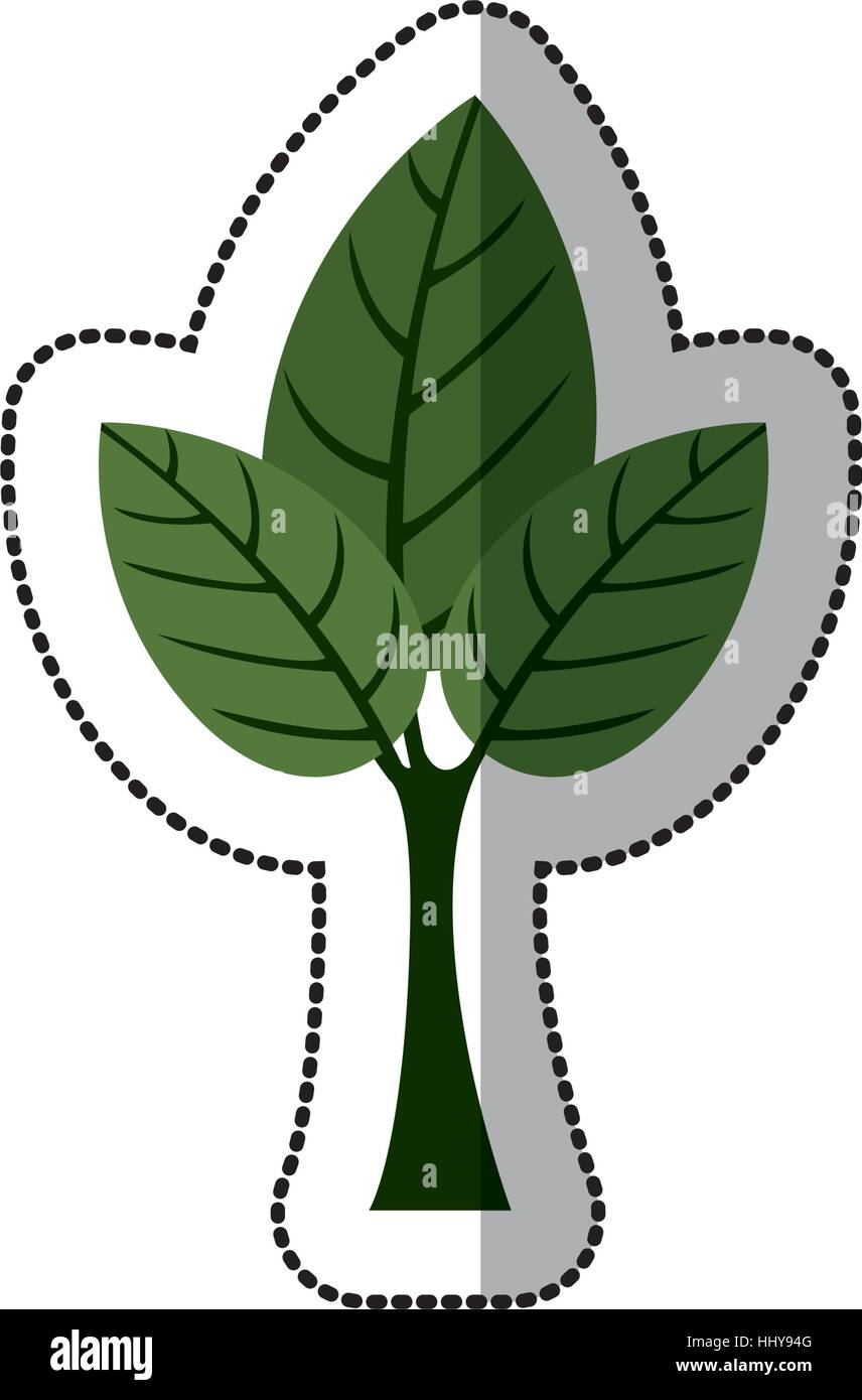 sticker tree with leafy branches vector illustration Stock Vector Image ...