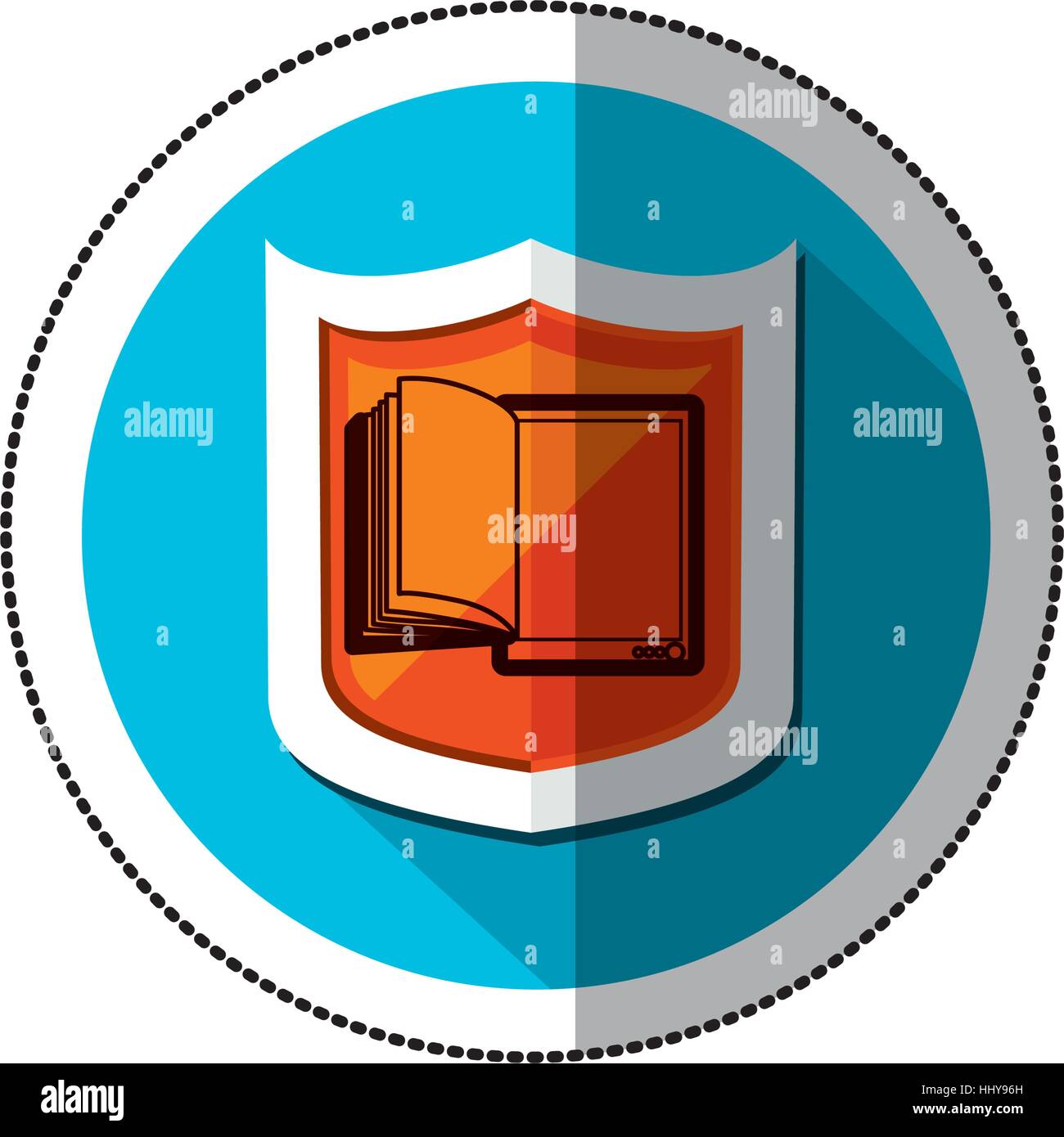 circular sticker of shield with open book vector illustration Stock ...