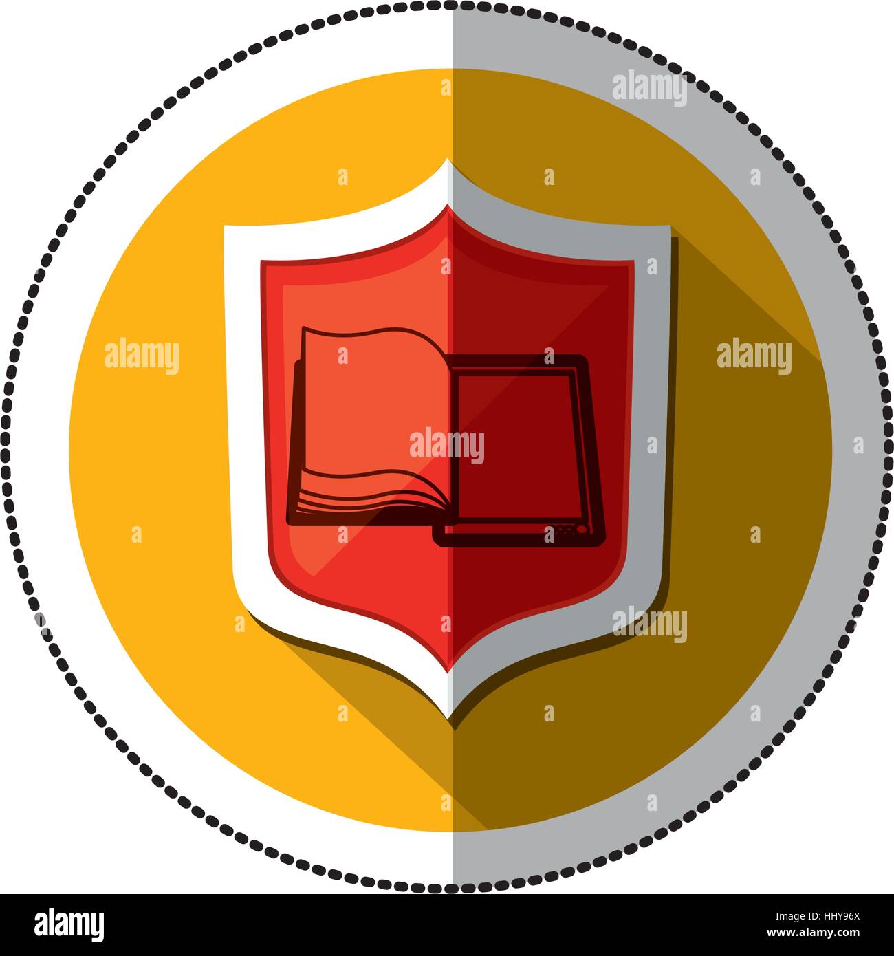 circular sticker of emblem with open book vector illustration Stock ...